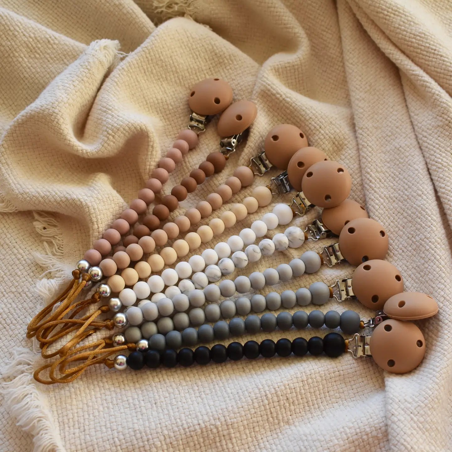 Silicone Dummy Clip - Neutrals | Safety Certified – Little Sunshine Kids